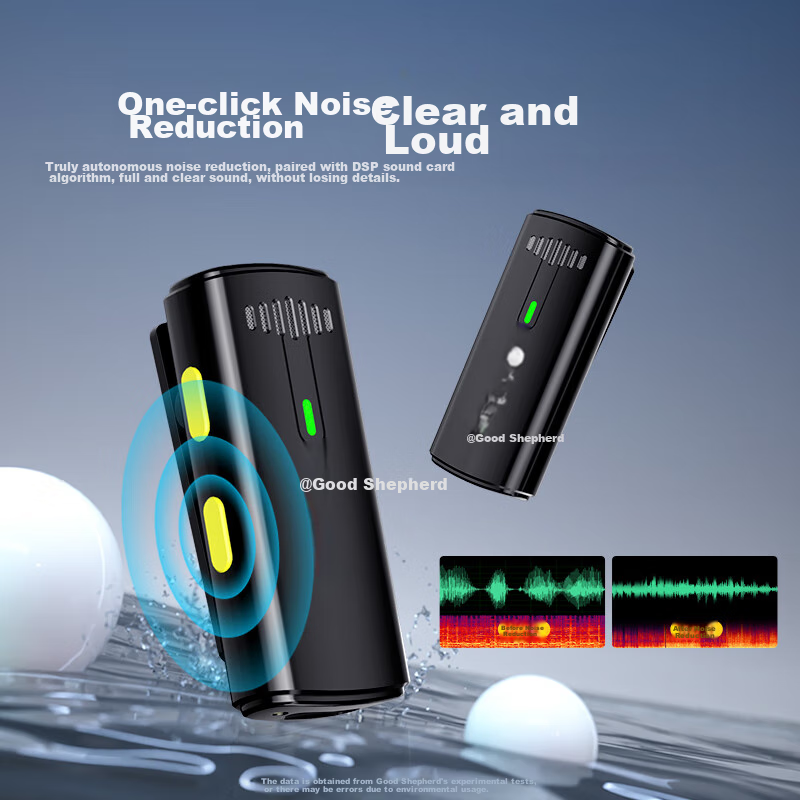 Good Shepherd Wireless Lavalier Microphone, One-To Small Bee Chest Mic, Live Streaming Equipment, Professional Audio Recorder, Outdoor Noise Reduction, Live Streaming, Vlog, Short Video, Mobile Phone Interview Microphone, Multi-Person Performance