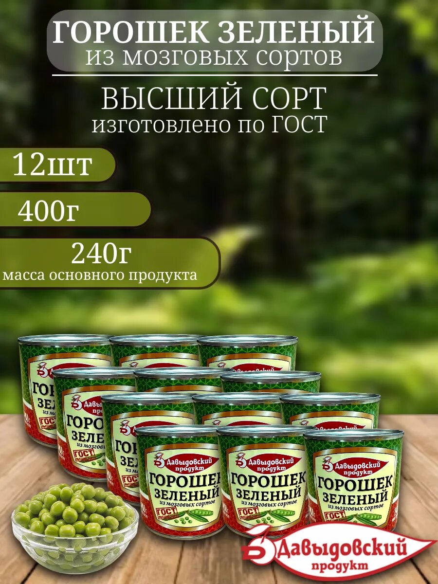 Горошек зеленый высший сорт 12шт х 400гр