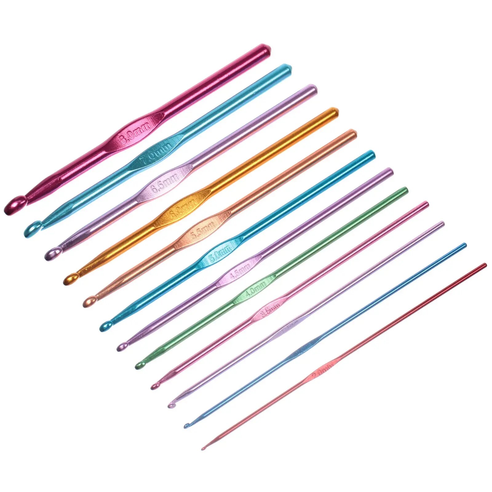 Вязальные крючки металлические 12шт «Favorite Hous», 2-8мм, многоцветные