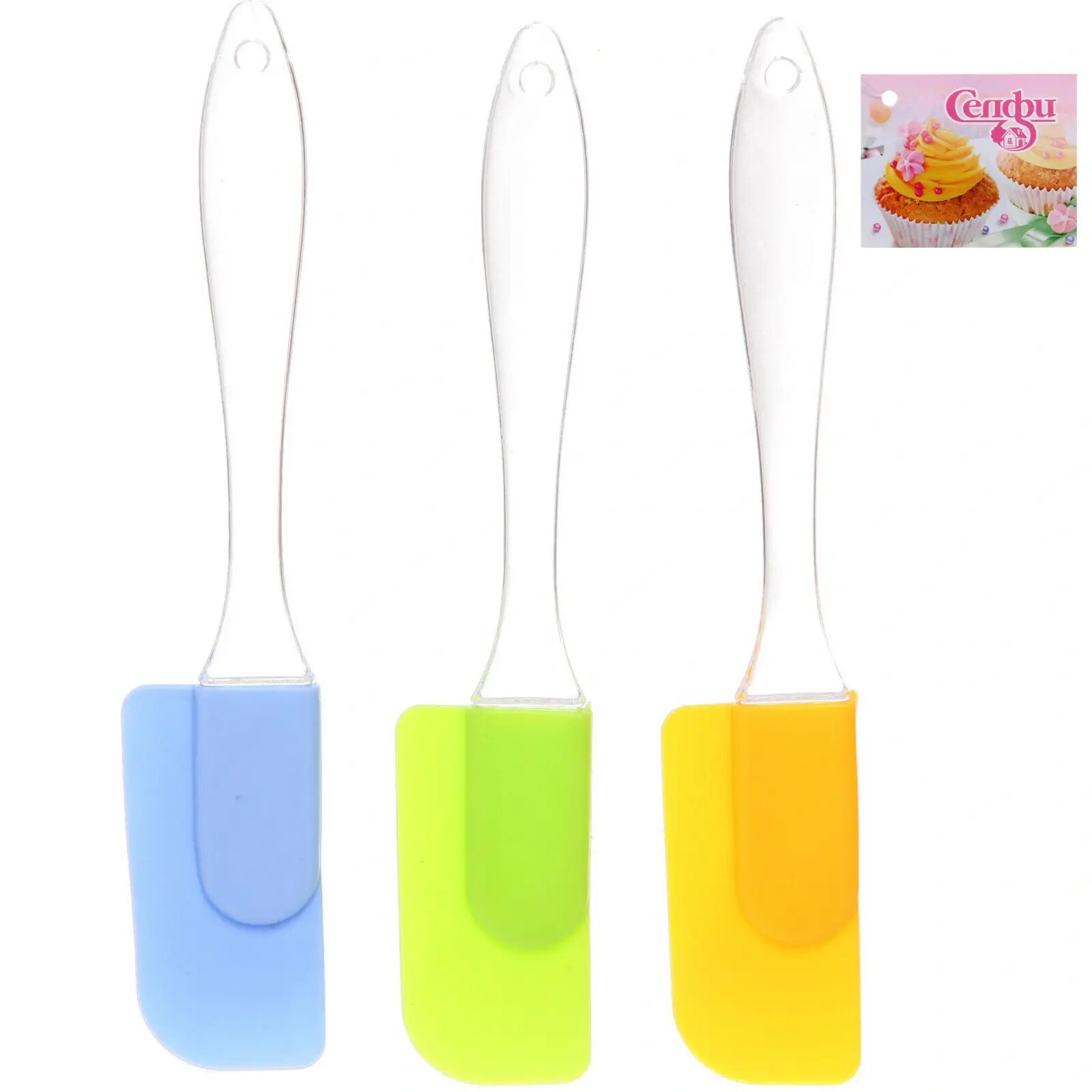 Силиконовая лопатка 1 шт, 18х3,3см для выпечки, микс цветов, удобство и качество