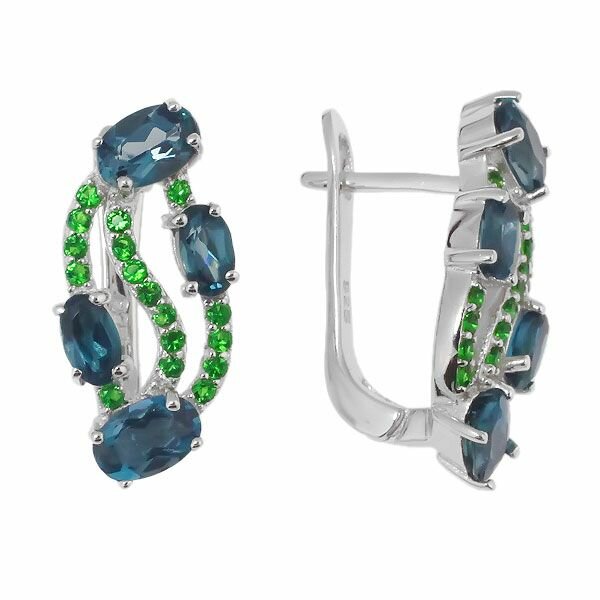 Серьги, серебро, 925 проба, родирование, фианит