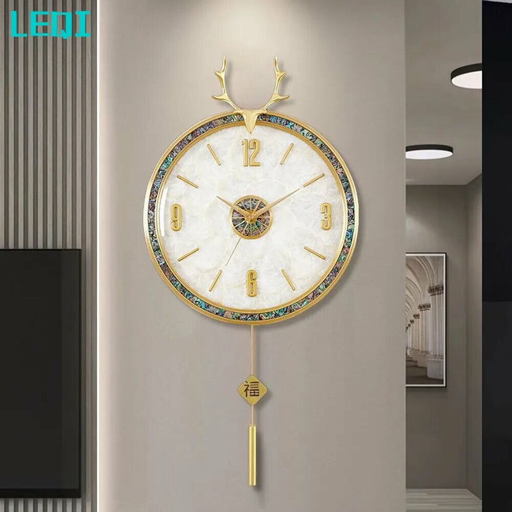 Настенные часы "LEQI Латунные Панно на стену декоративное панно металлическое на стену Арт-Деко", 72 см х 36 см