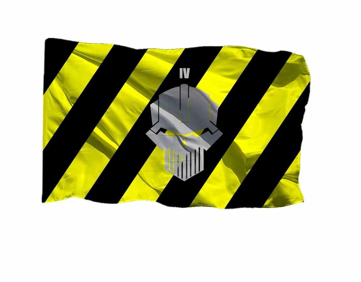 Флаг легиона Железные Воины Космодесант Астартес Warhammer 40000, 70х105 см, на шёлке для ручного древка