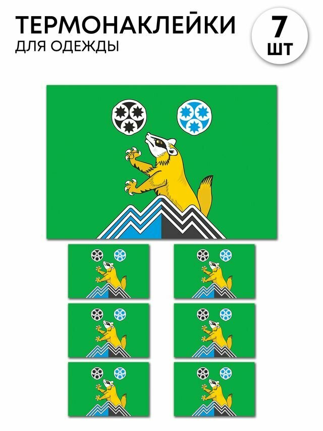 Термонаклейка принт на одежду Флаг Верхних Серёг, 7 шт