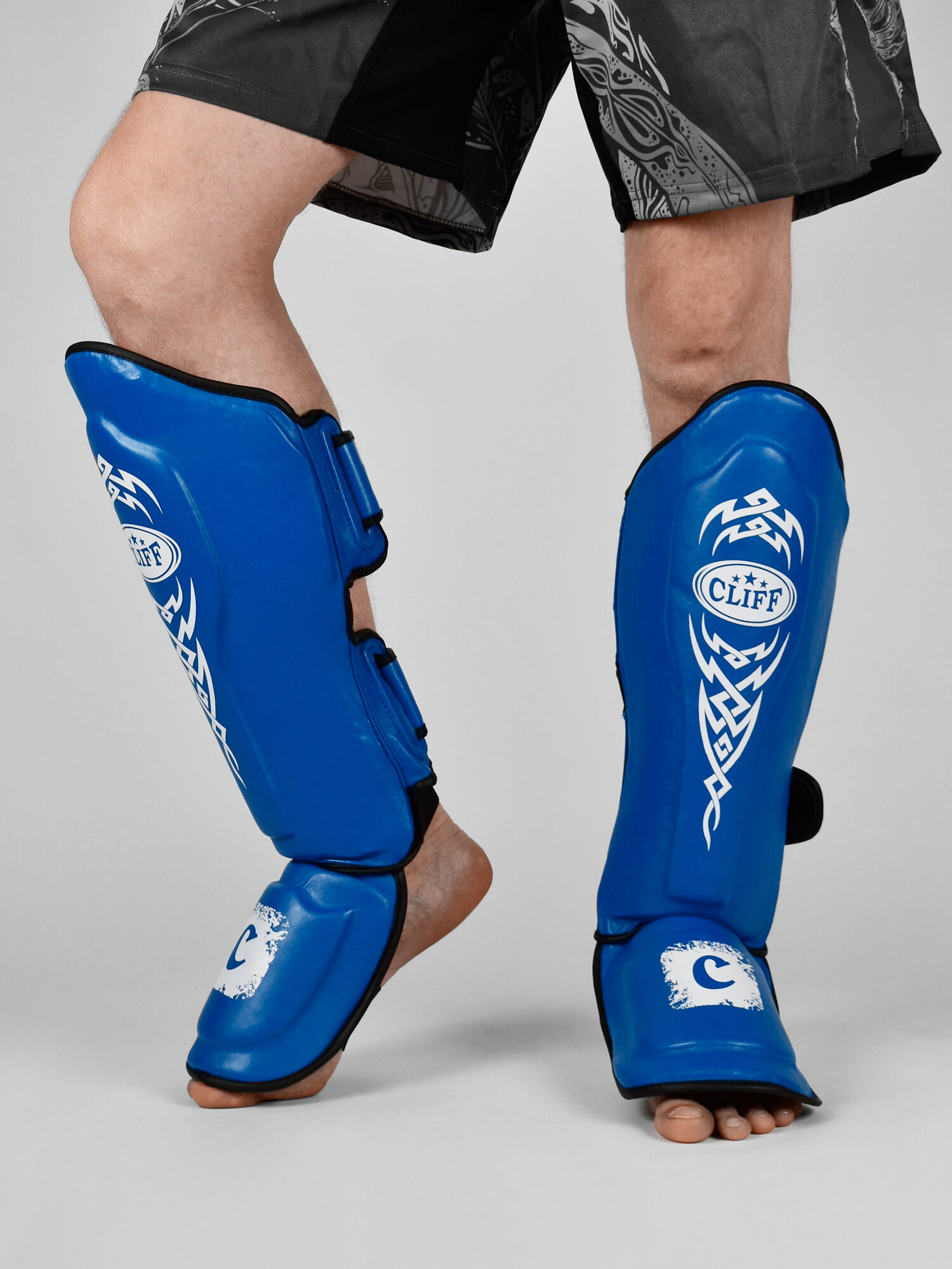 Защита голень-стопа для бокса и единоборств CLIFF ULI-7023, FLEX, синяя, р. M