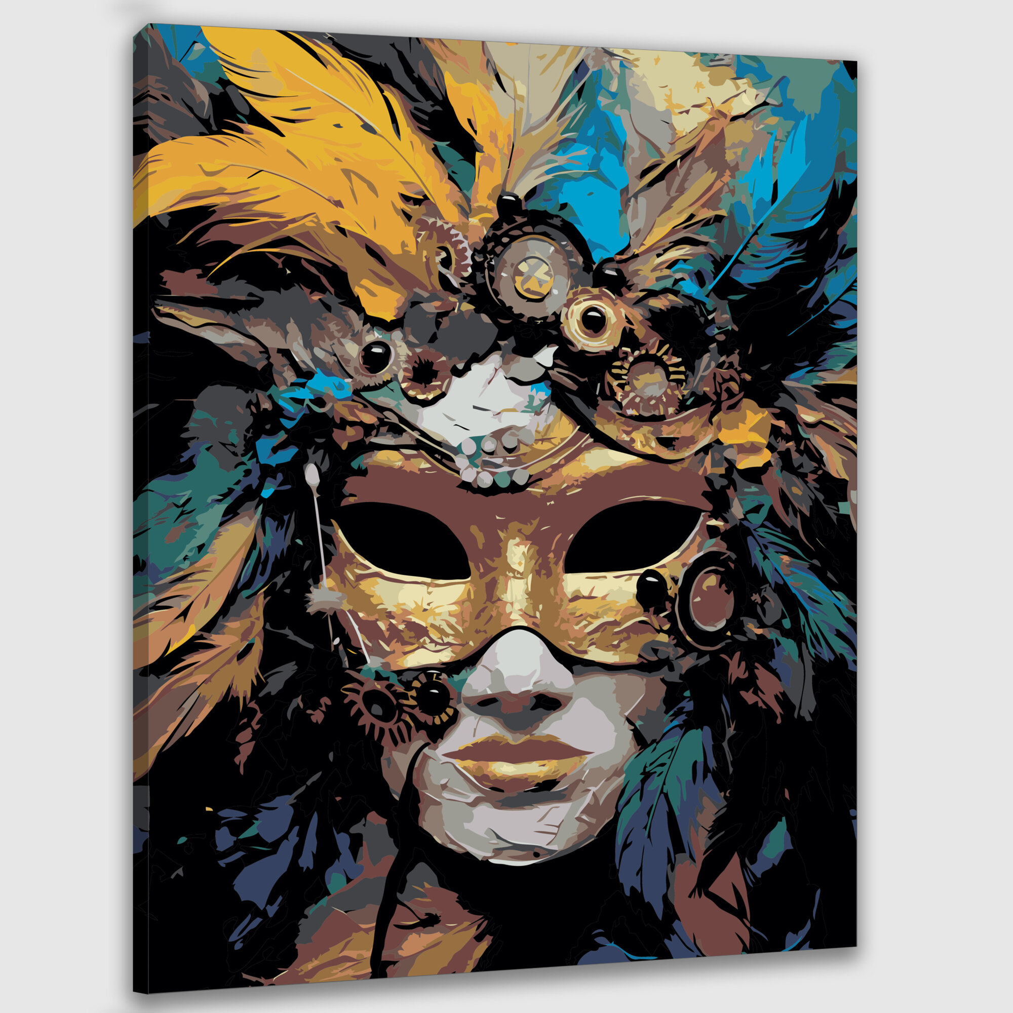 Картина по номерам 40x50 см, картина, искусство, маскарад, коллаж, акриловые краски, металлические акценты, король, шут