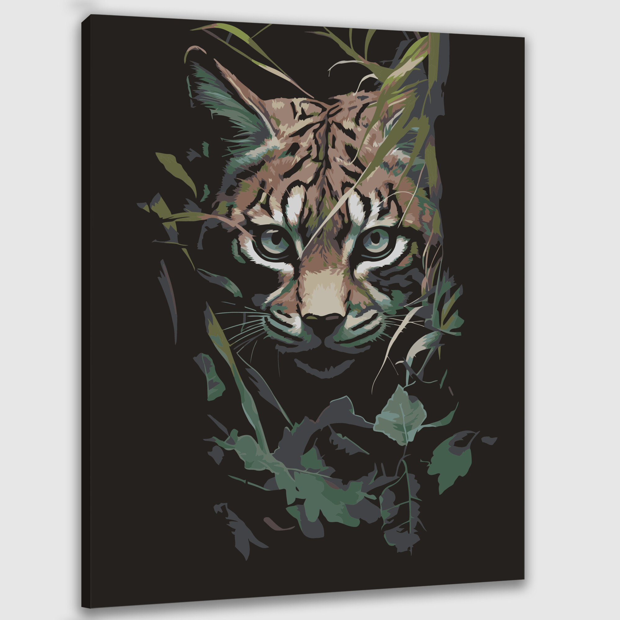 Картина по номерам 40x50 см, хищник, глаза, угроза, любопытство, окружающий ландшафт, естественная среда обитан