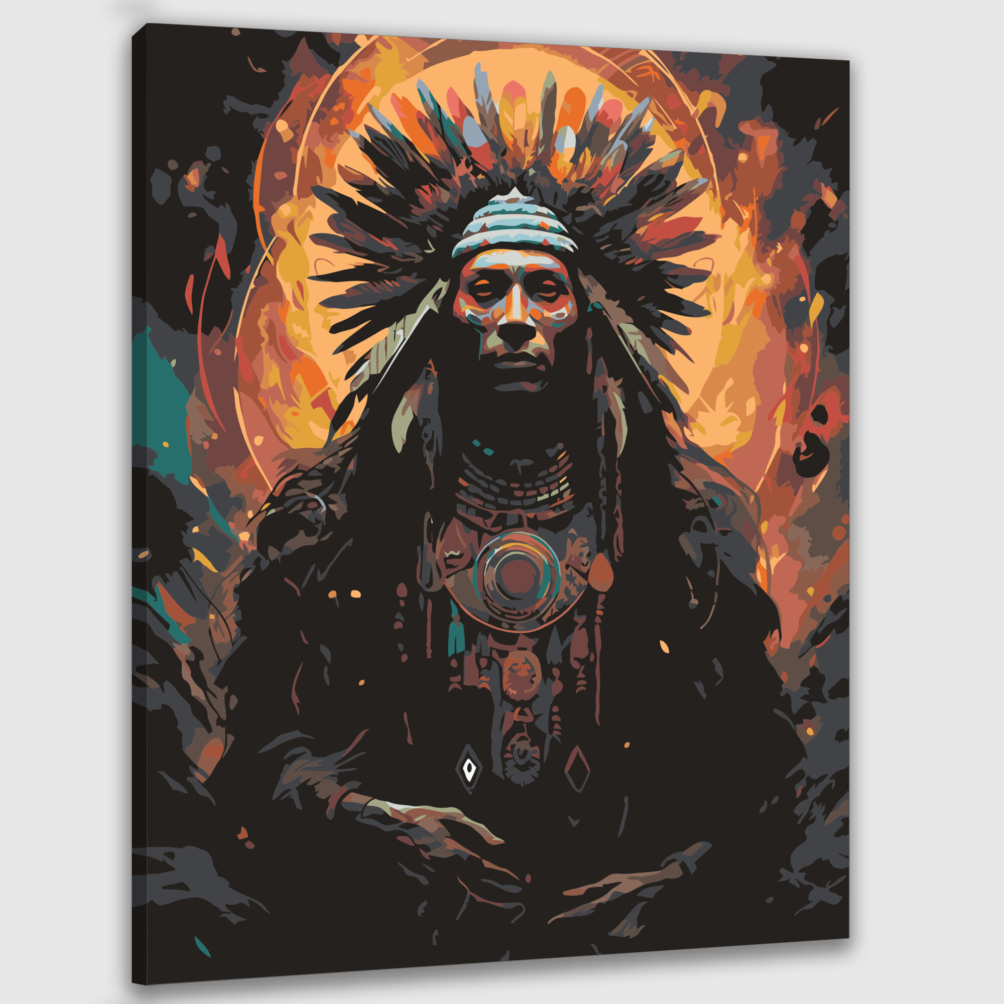 Картина по номерам 40x50 см, яркая, цифровая картина, шаман, мистическая аура, мощный ритуал, эфирные энергии