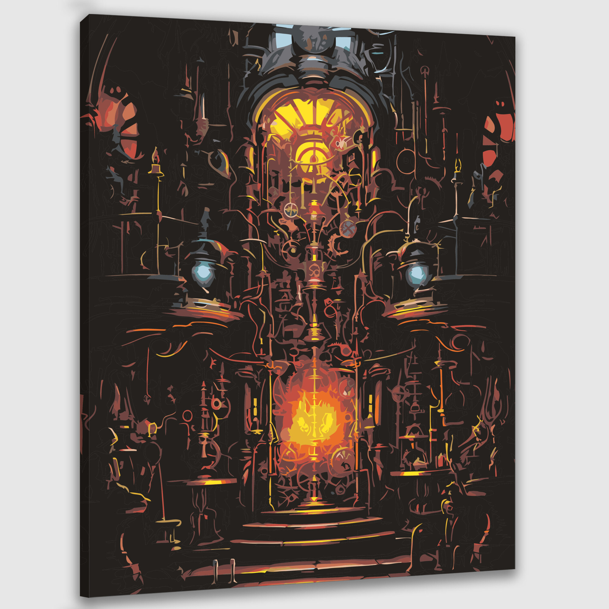 Картина по номерам 40x50 см, сюрреализм, цифровое искусство, стимпанк, мистическое устройство, машина перевоплощения