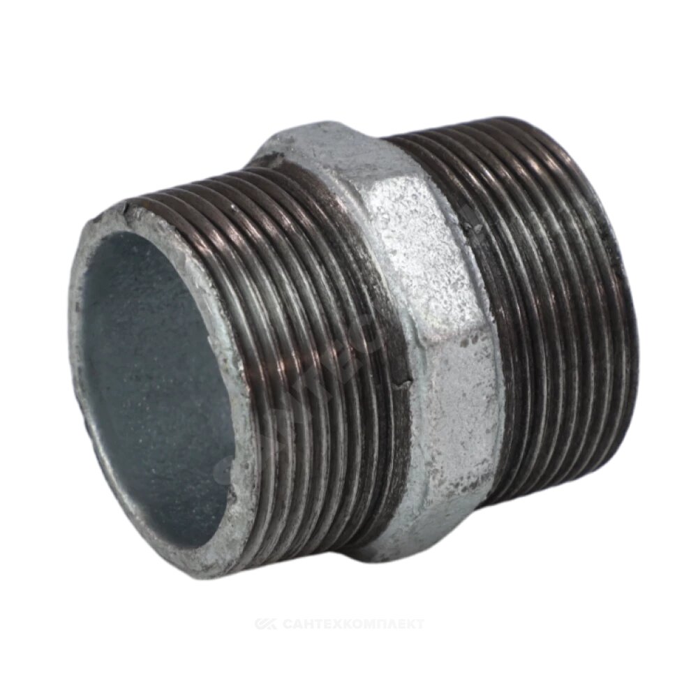 Ниппель прямой чугун оцинкованный, Ду 25 (1") НР Fittex PLUS