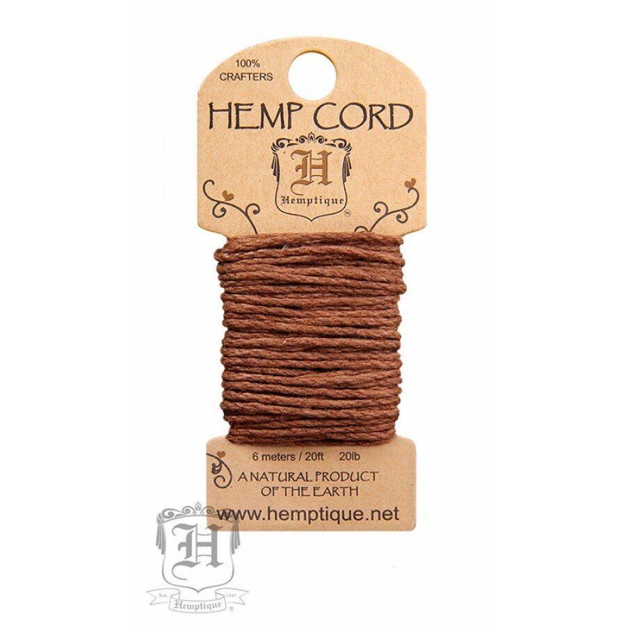 Шнур HEMPTIQUE на мини-блистере #20 - 1 мм, 6 м 6 м темно-коричневый* #20 - 1 мм HEMPTIQUE HMC20DKBR