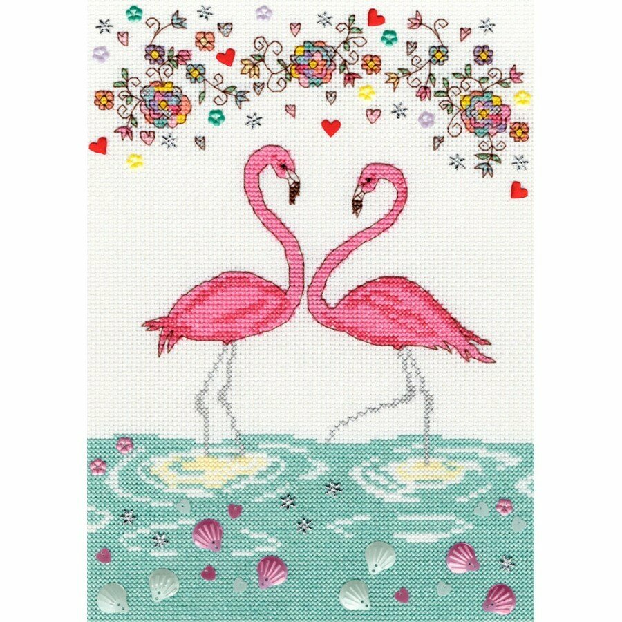 Набор для вышивания Love Flamingo (Любовь фламинго) 18 x 26 см Bothy Threads XKA9