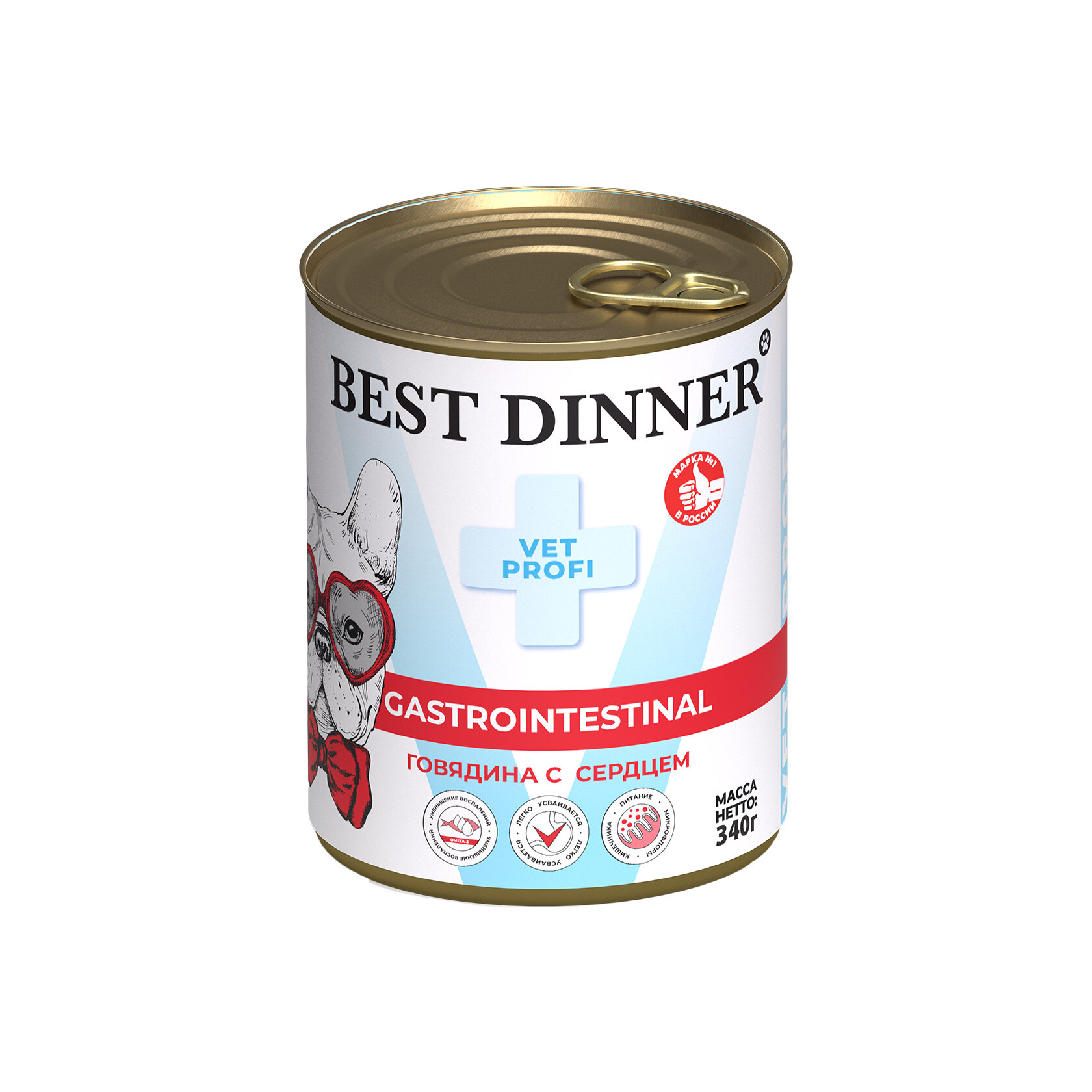 Консервы для собак Best Dinner Gastro Intestinal "Говядина с сердцем" 340г х 6шт.