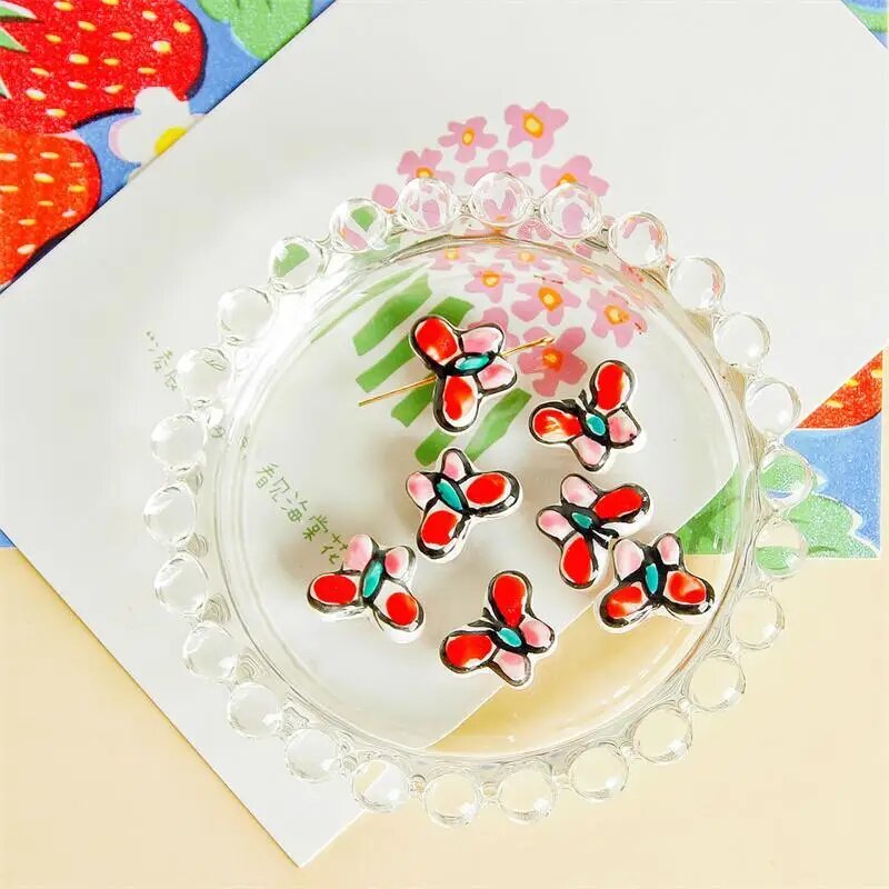 Керамические бусины бабочки белые, 5шт, Butterfly bead06