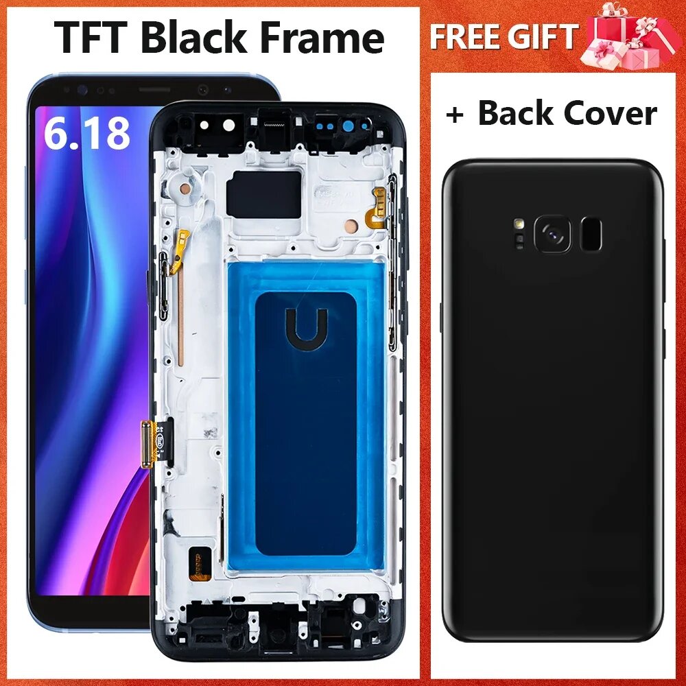 Качество AAA ЖК-дисплей S8 + для Samsung Galaxy S8 Plus SM-G955F SM-G955FD ЖК-дисплей с цифровым преобразователем сенсорного экрана и рамкой в сборе TFT Black Kit