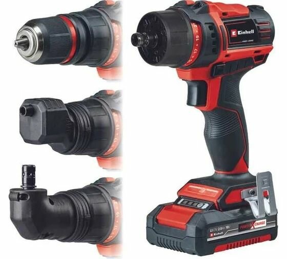 Дрель аккумуляторная Einhell TE-CD 18/45 3X-Li (18В 45Нм Quick-патрон 2 насадки 1x2,5Ач набор оснаст