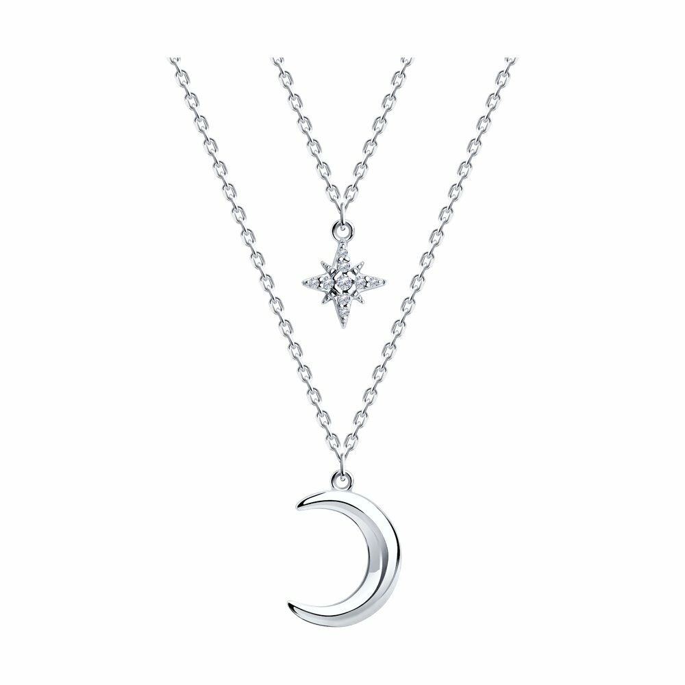 Колье, серебро, 925 проба, родирование, фианит