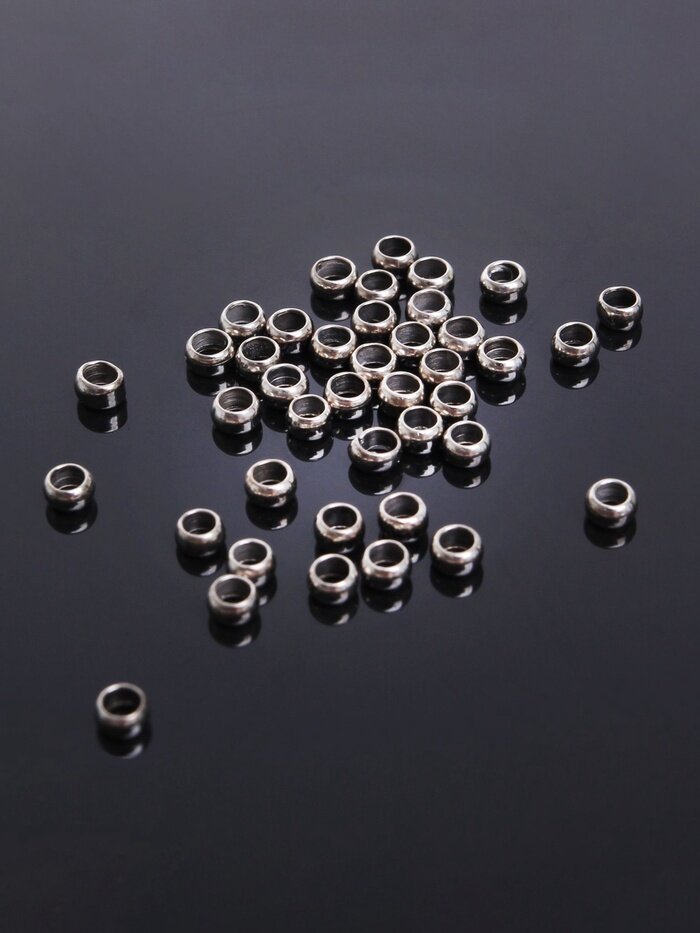 Кримп (зажимная бусина) СМ-355, (набор 50 шт.) 3 мм, цвет серебро