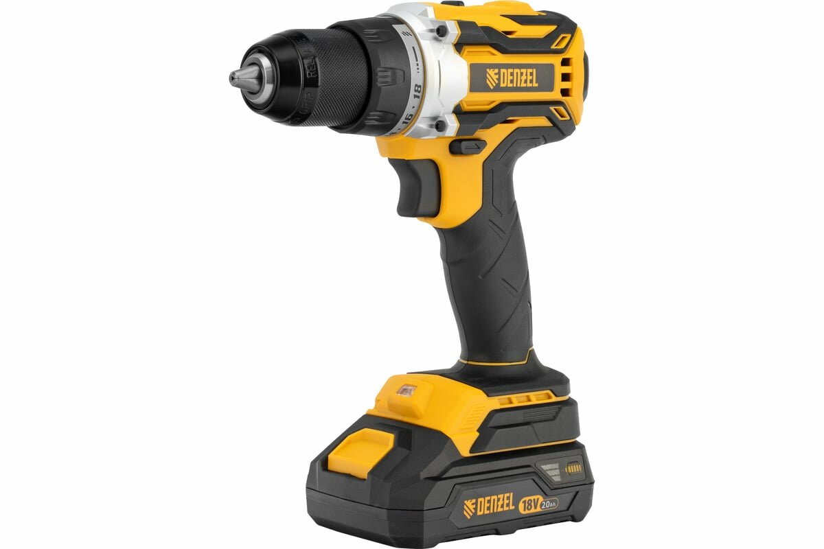 Шуруповерт аккумуляторный 18В 2*2 Ач Li-Ion 1700об/мин 50Нм бесщет ЗУ кейс DENZEL