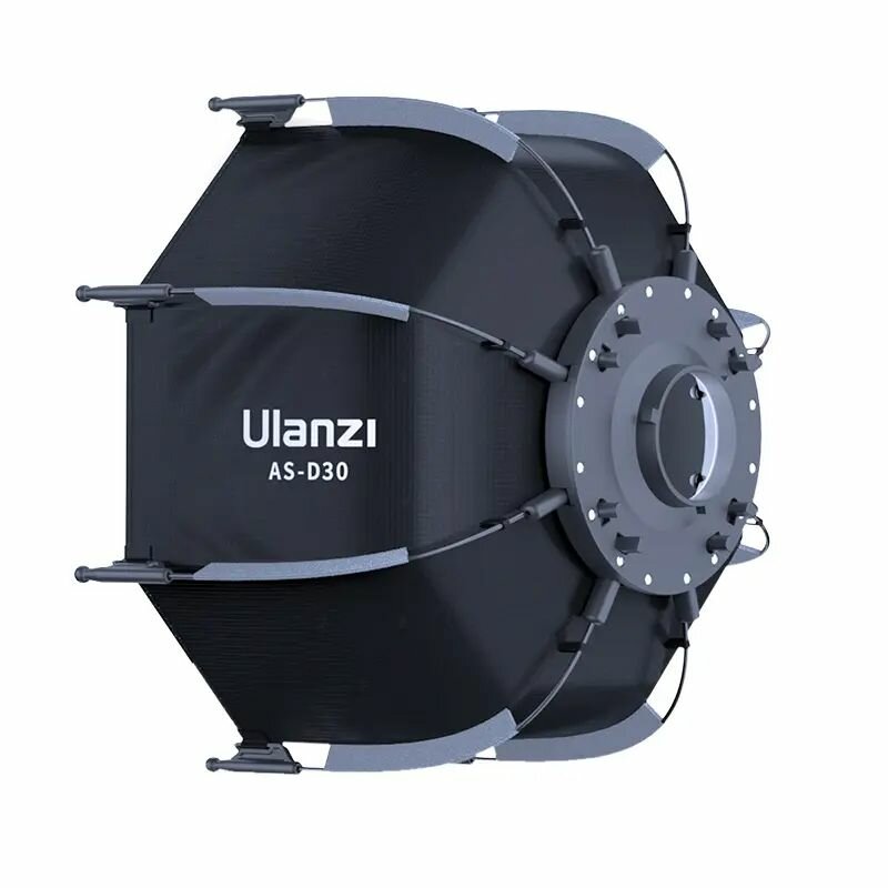 Софтбокс Ulanzi AS-D30, портативный, с диффузором и сеткой, черный, 30 см с креплением Mini Bowens