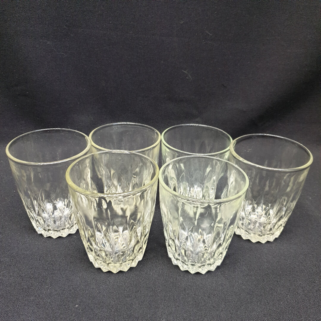 Набор стеклянных стаканов 6 шт, Уршельский СЗ. Винтаж, СССР.