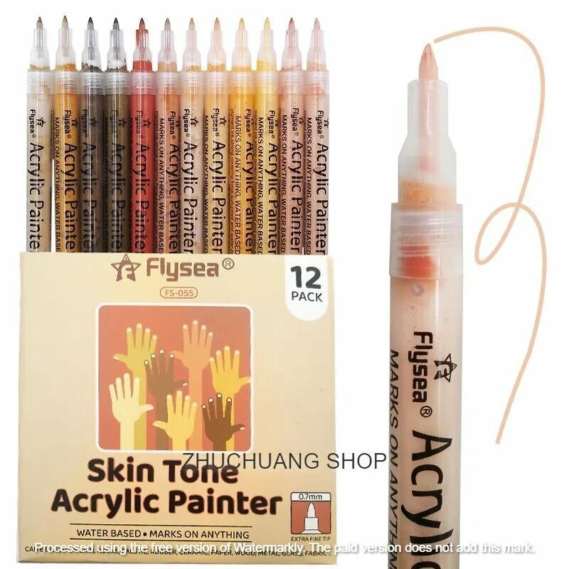 Flysea Набор маркеров Акриловый, толщина: 0.7 мм, 12 шт.