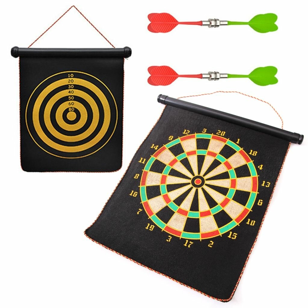 (1 комплект) Набор двусторонних магнитных досок для игры в дартс-12-дюймовая доска и 4 дротика