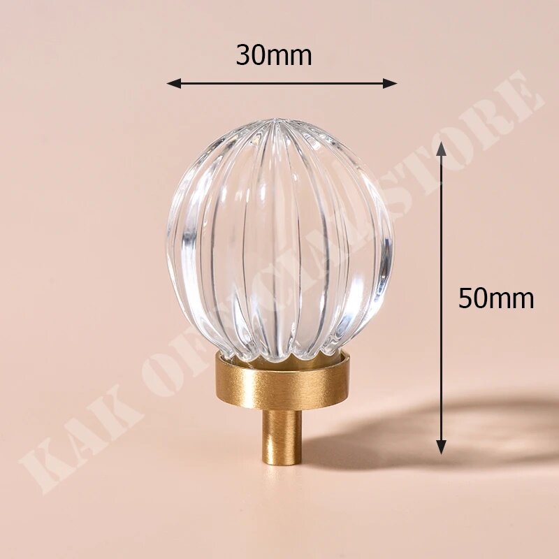 Ручки для шкафа KAK хрустальные золотые Gold 7