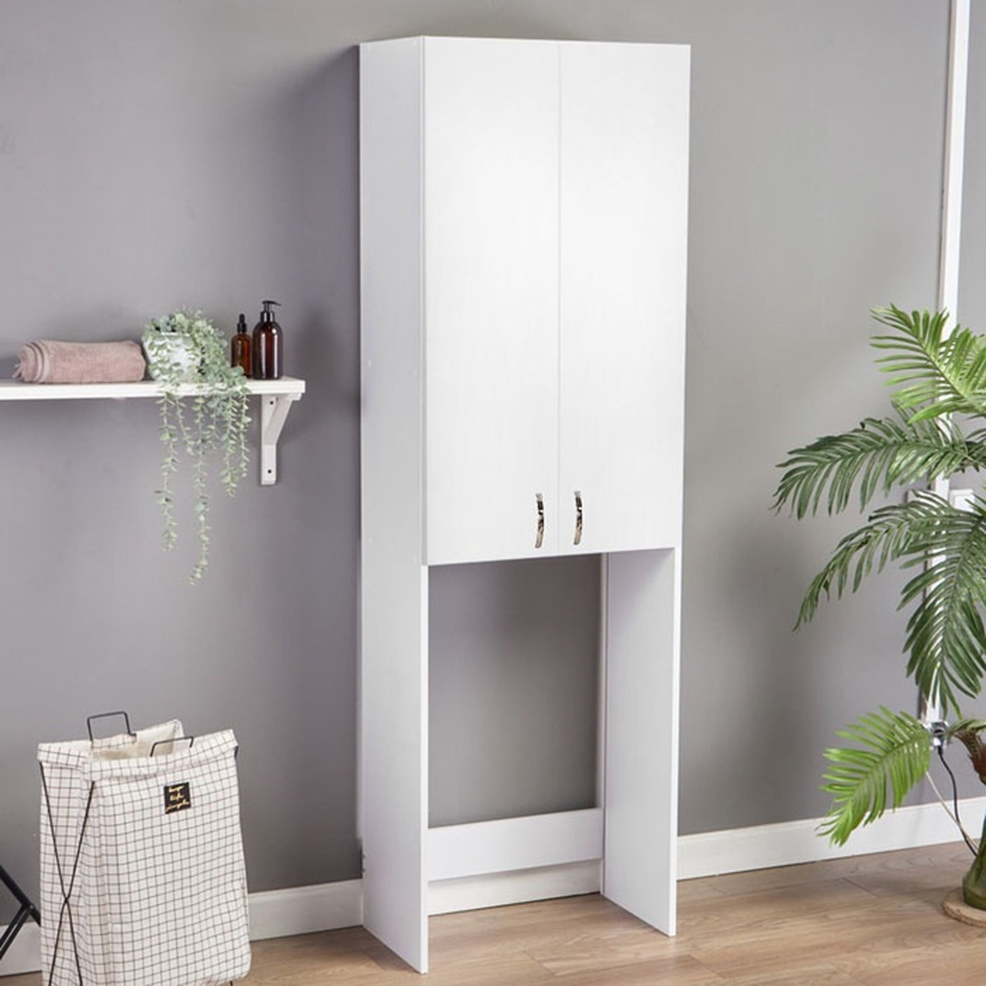 Шкаф - пенал для ванной комнаты "Комби 60", закрытый, 63×36×200 см