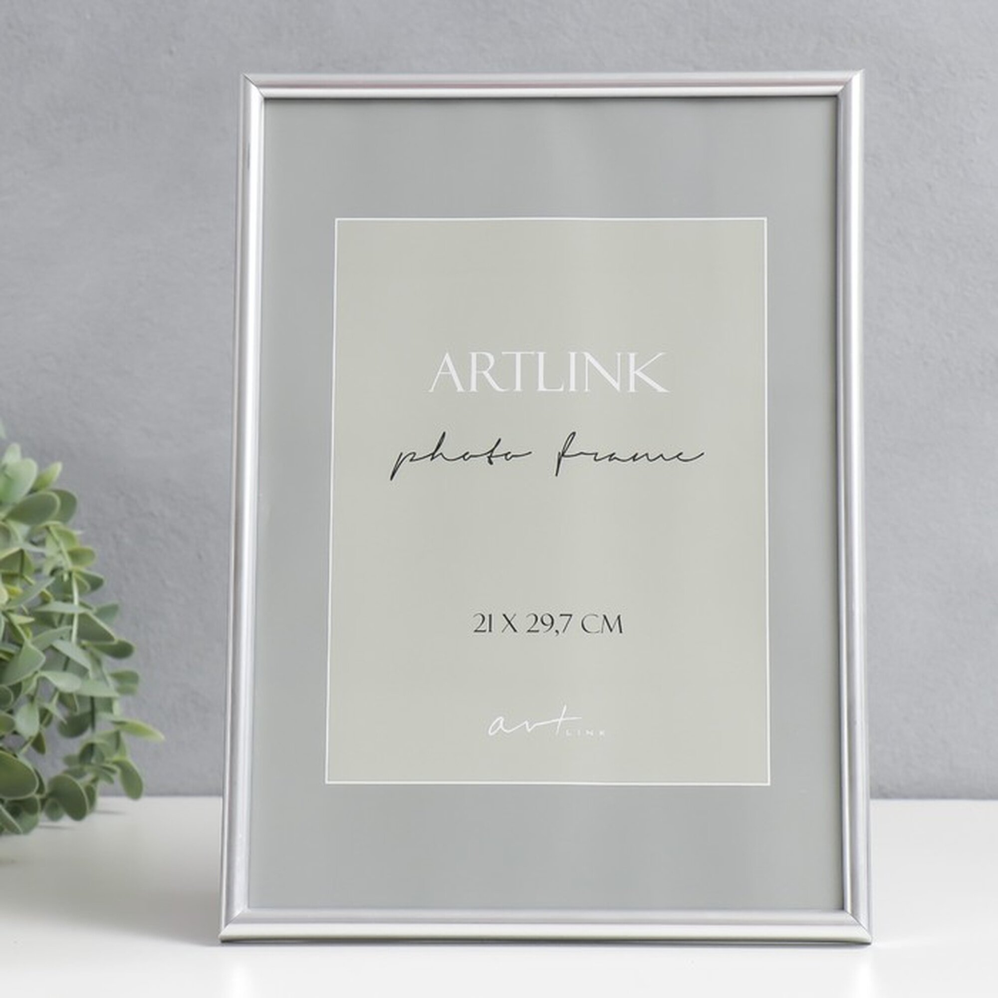 Фоторамка Сима-ленд "Decoline", пластик, стекло, серебристая, 21x29.7 см