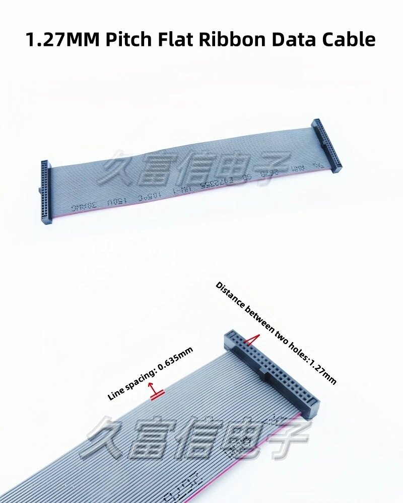 Серый плоский ленточный кабель для передачи данных 2,54 мм 50 Pin, 1.27mm Pitch, 10cm