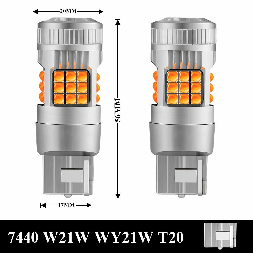 P21W PY21W Canbus 7740 W21W WY21W T20 1156 BA15S BAU15S LED указатель поворота, желтая янтарная лампочка 12V 30W 36SMD.