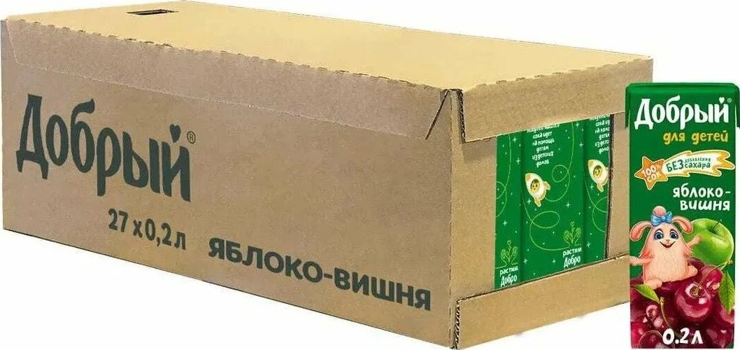 Добрый 0,2л. Вишня/27шт. Добрый Соки и Нектары Производство - Россия