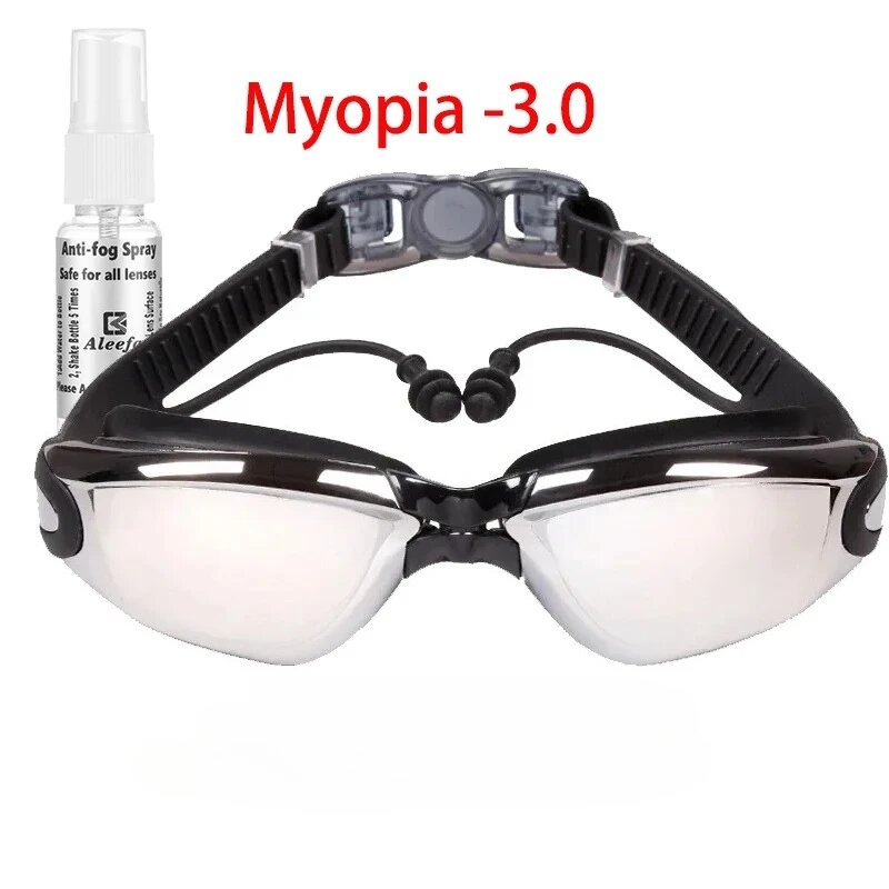 Мужские очки для плавания GTOS с диоптриями Black Myopia -3.0 ST