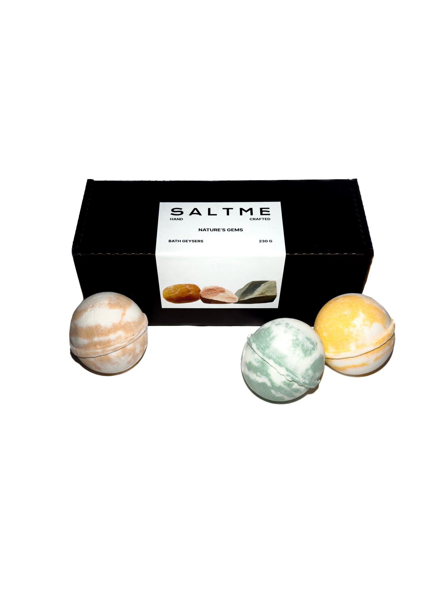 SALTME Набор гейзеров для ванны NATURE S GEMS, 225 г, бомбочки для ванны, набор из 3шт.