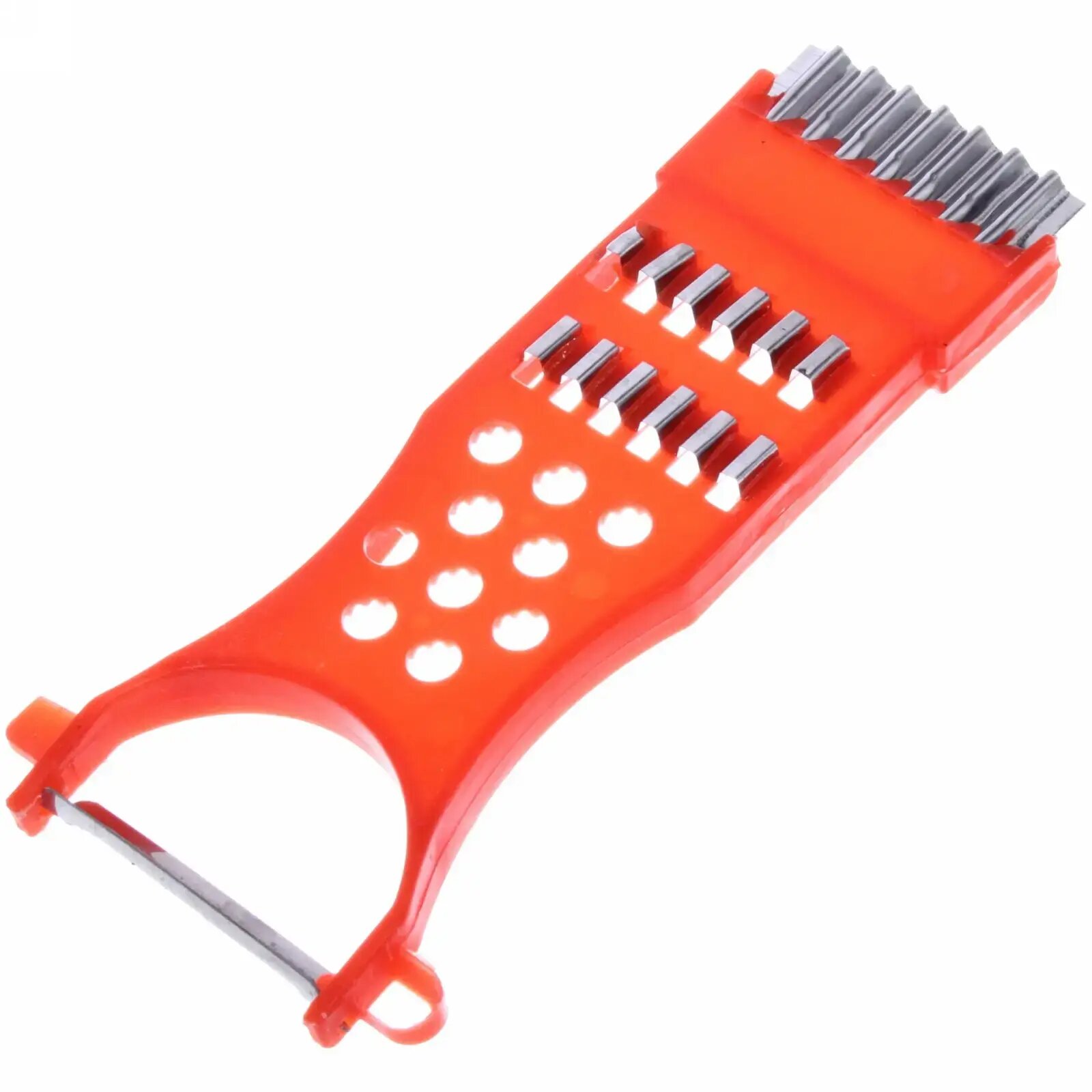 Овощечистка поперечная с теркой для сыра, нержавеющая сталь, красный пластик