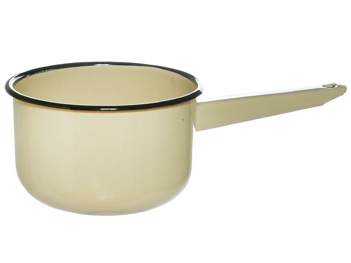 Ковш эмалированный 1,5л без рисунка, сталь, цвет в ассортименте