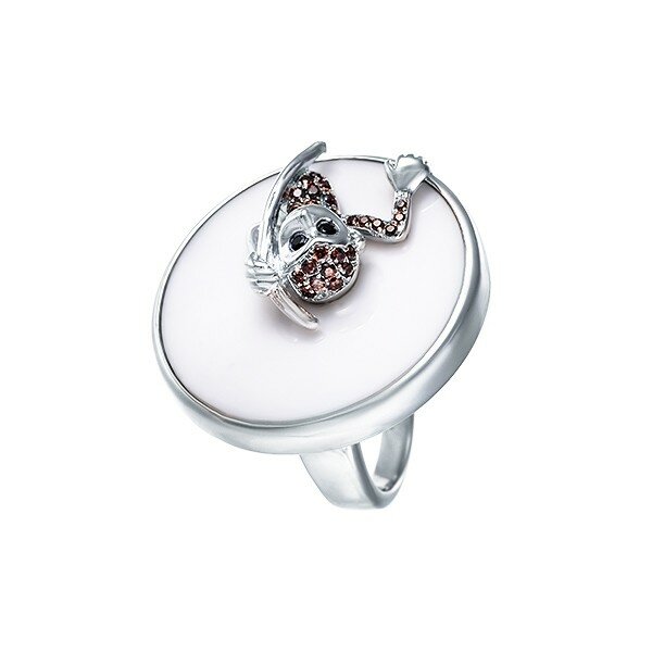 Кольцо, серебро, 925 проба, фианит, агат