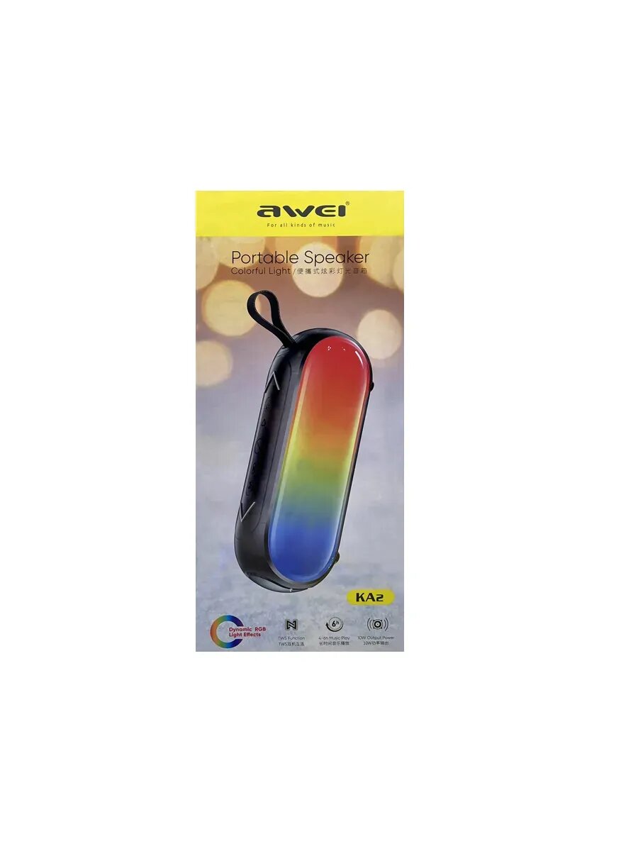 Портативная колонка Awei KA-2, Bluetooth V5.3, выходная мощность 5Вт, время работы до 6 ч, черная — фото 1