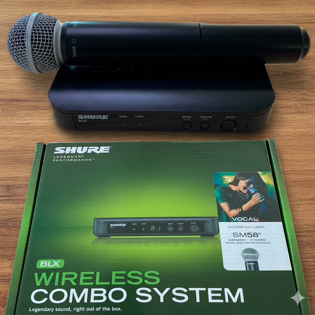 Беспроводной микрофон Shure BLX24 SM58, для живого вокала, чёрный, без кейса
