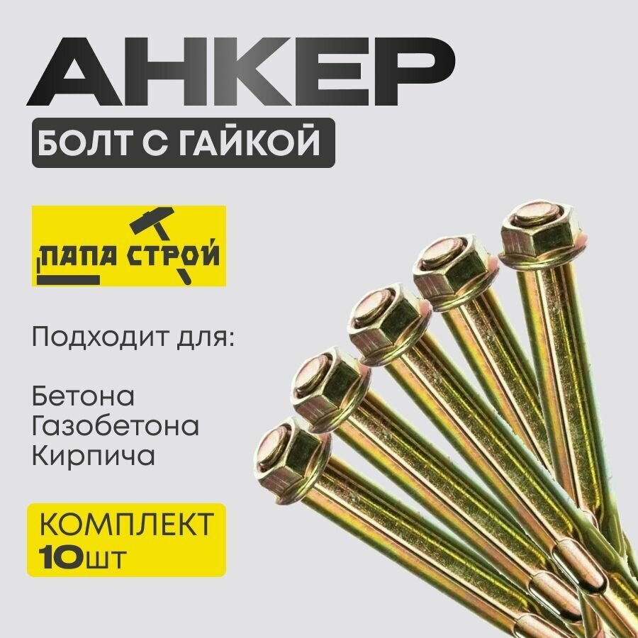 Анкерный болт с гайкой 12х250 10шт