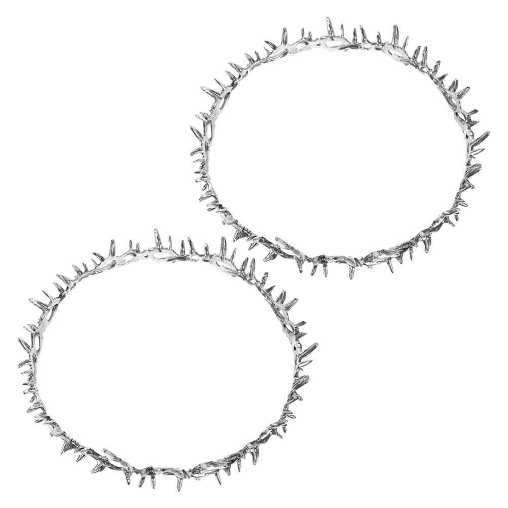 Серебристая металлическая корона с листьями для свадьбы и вечеринок, набор из 2 штук