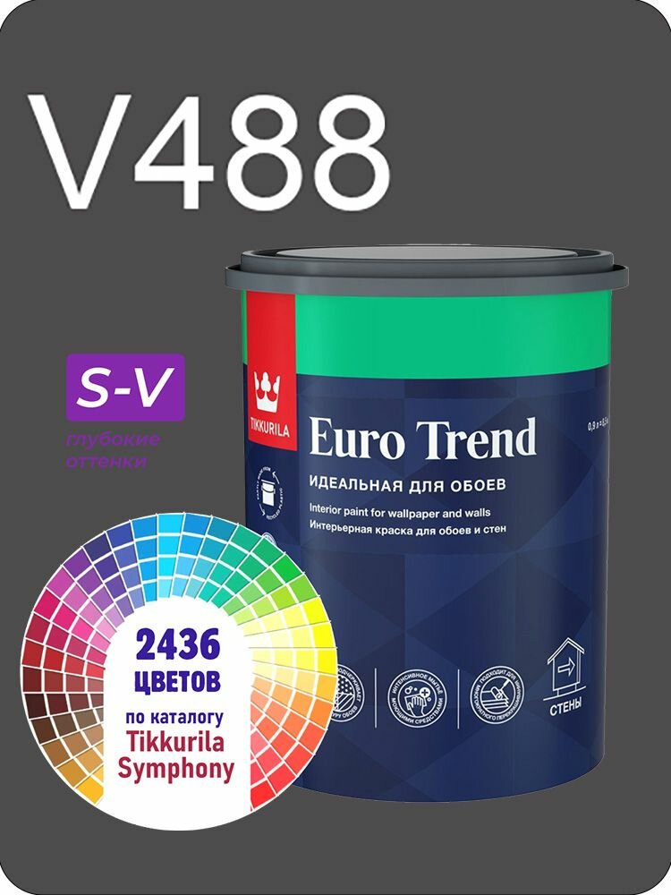 Краска для обоев Tikkurila Euro Trend 0,9л. глубокие оттенки V488