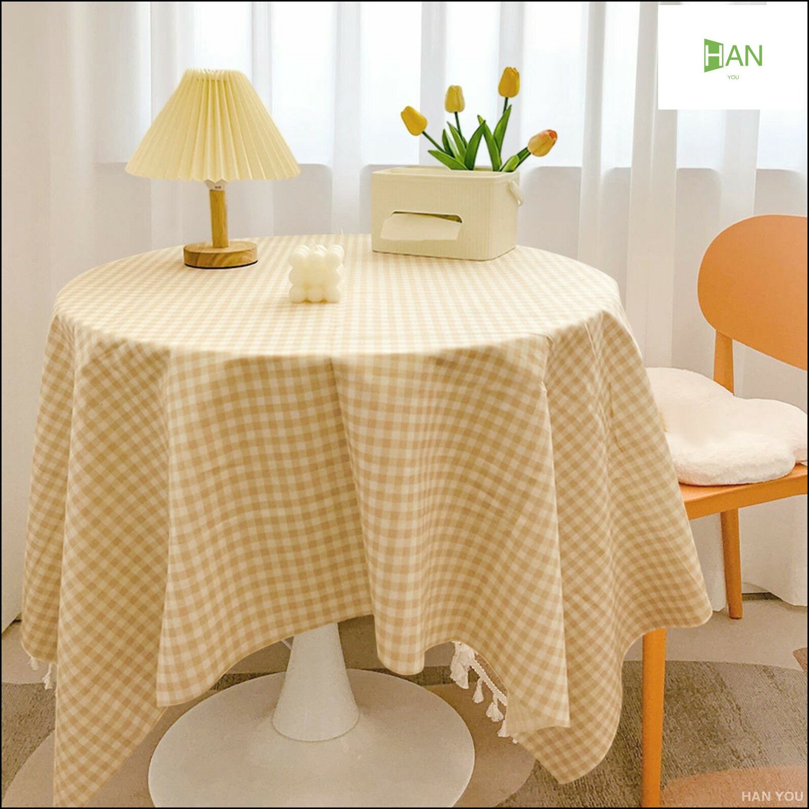 Эксклюзивная скатерть 140x140 см из бархата Leesechin