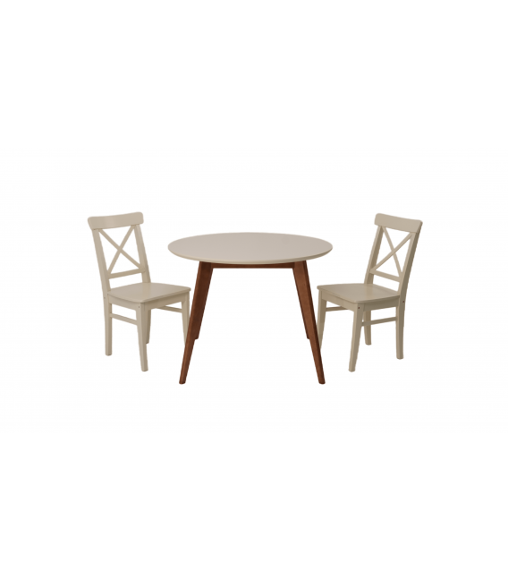 Стол Сканди К 100 орех/слоновая кость со стульями Ингольф слоновая кость
