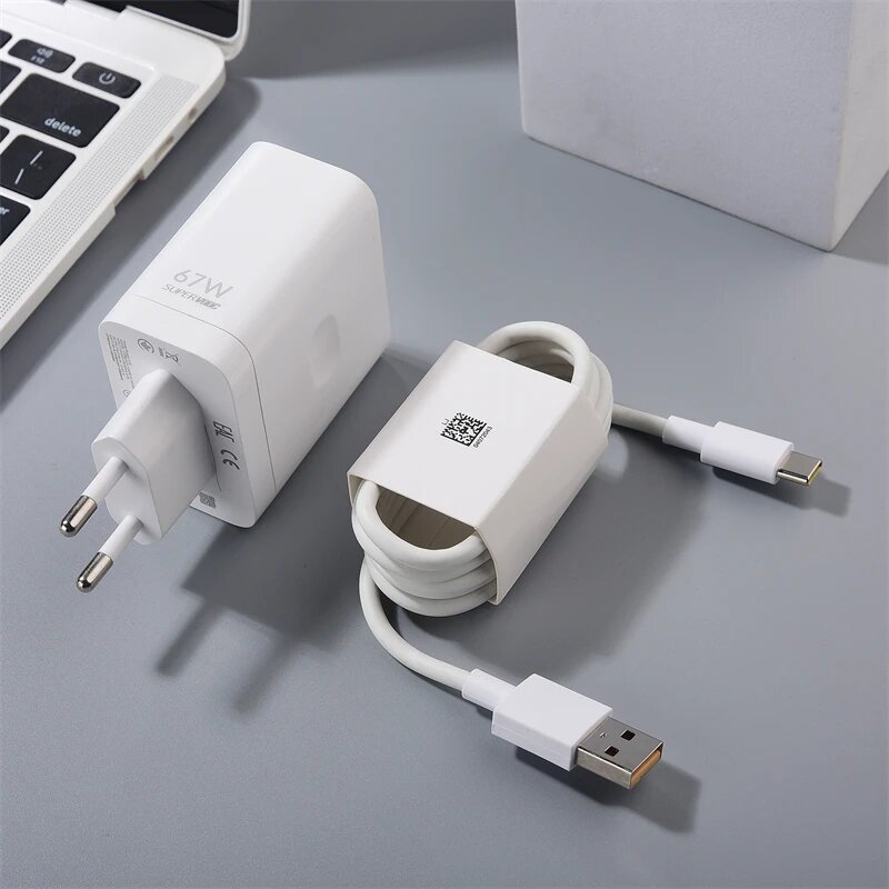 Оригинальное зарядное устройство Realme 67 Вт, адаптер для быстрой зарядки SuperVOOC, кабель типа C для Realme 12 11 10 Pro+ GT 2 3 5 6 7 Pro Neo 2 3 EU charger and cable