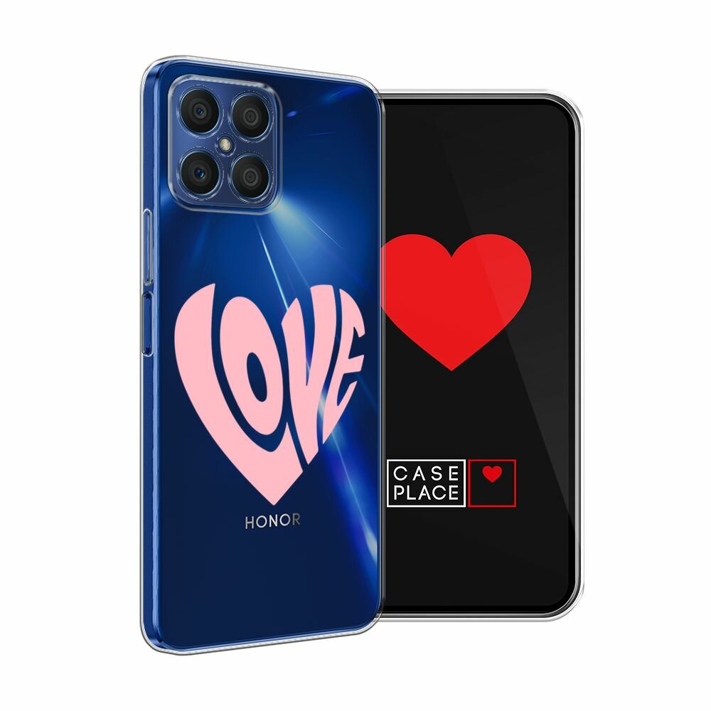Чехол на Honor X8 / Хуавей X8 с принтом "Love heart 3 - 14 февраля", прозрачный — фото 1