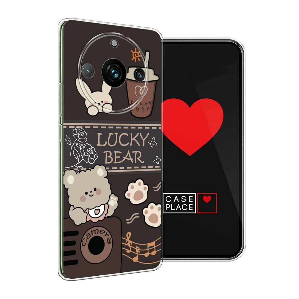 Чехол на Realme 11 Pro / Реалми 11 Про с принтом "Lucky bear coffee 1" — фото 1
