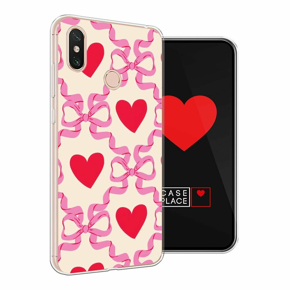 Чехол на Xiaomi Mi Max 3 / Сяоми Ми Макс 3 с принтом "Hearts and ribbons 1 - 14 февраля" — фото 1