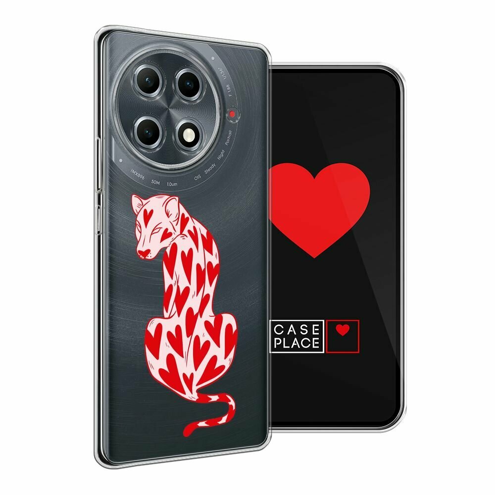 Чехол на Tecno Camon 30S Pro / Текно Камон 30S Про с принтом "Heart panther 2 - 14 февраля", прозрачный — фото 1